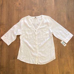 jm collection Tops | Petite Linen Button Front Shirt | Poshmark